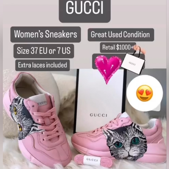 Gucci | Shoes | Gucci Rhyton Mystic Cat Pink Sneakers | Poshmark